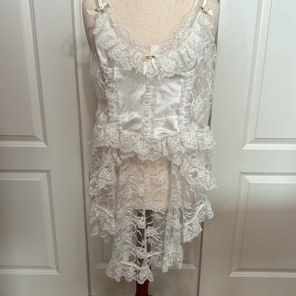 Intimates & Sleepwear | Vintage Sexy White Lace Nighty Ruffled Lace ...